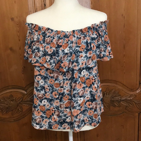 Tops | Currentelliott Off Shoulder Flower Ruffle Top | Poshmark